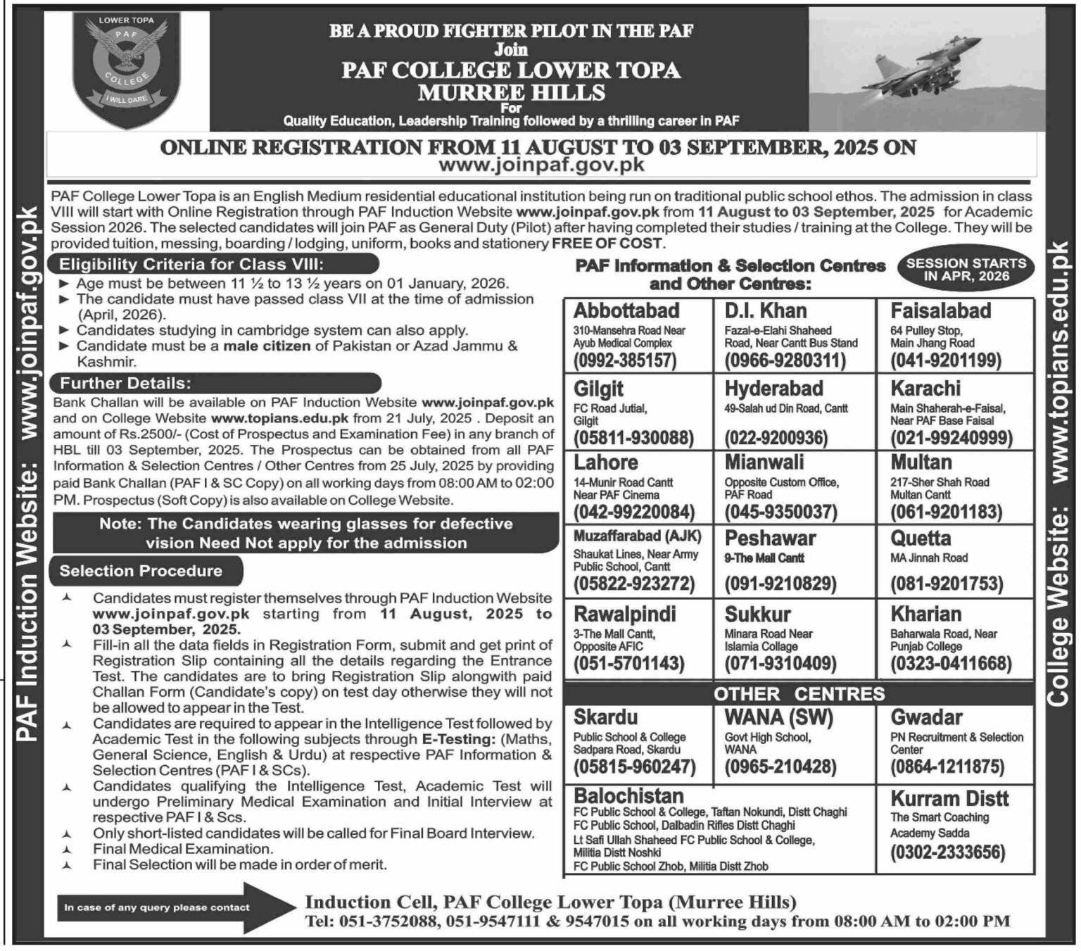PAF Pakistan Air Force Registration 2025