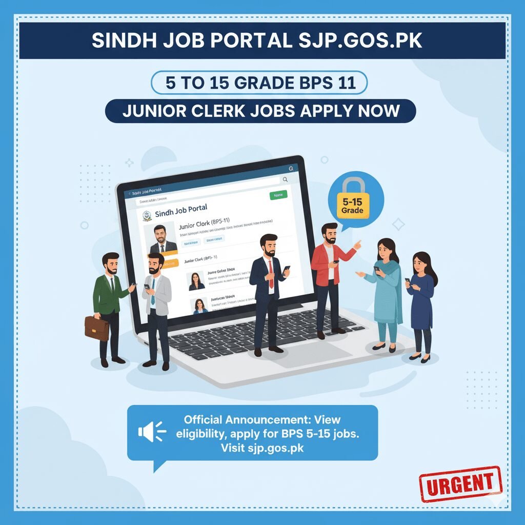 Sindh Job Portal sjp.gos.pk 5 to 15 Grade BPS 11 Junior Clerk Jobs ...